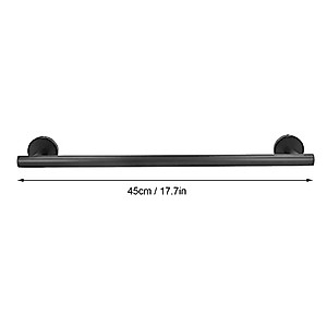 Towel Bar for Bathroom, 304 Stainless Steel Towel Holder, 45cm Matte Black Towel Rack, Nail Free Punch Single Rod Towel Rack, Simple and Stylish Black Towel Bar for Bathroom Kitchen