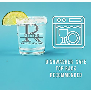 Personalized Etched 2.5oz 1pk Shot Glass – Customized Monogram Name, Custom Gifts Men Women, Groomsmen, Engraved Wedding Birthday Anniversary Retirement Gift Ideas Him Her, Party Favors, Halpert