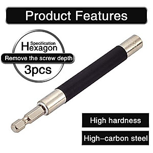 HOHXEN 3pcs 80/120/140mm 1/4" Hex Shank Bit Holder Extension Quick Change Screwdriver Connection Rod Adapter Sleeve