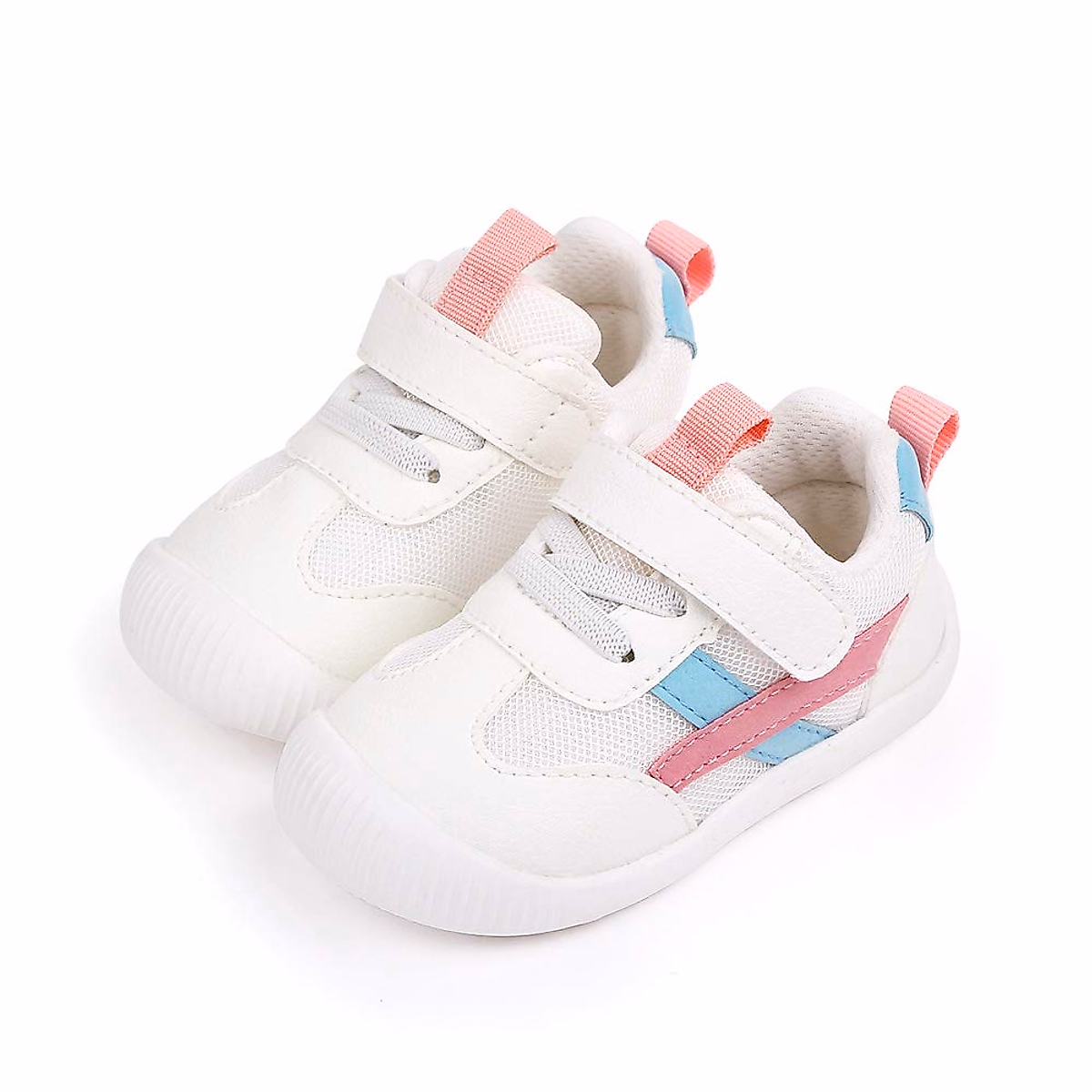 MK MATT KEELY Baby Boys Girls Walking Infant Shoes Cute Cartoon Sneakers Non-Slip First Walkers Sneakers Toddler Shoes,Blue Pink 18-21 Months