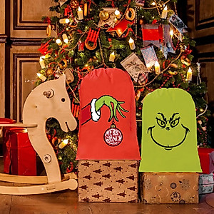 Unbala 2 Pack X-Large Santa Sacks Drawstring Christmas Bags 27.6 X 42 Inch Christmas Gift Bags Xmas Bags For Bulk Christmas Gifts Holiday Party Decorations