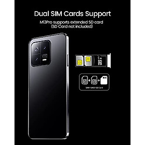 Echoamo M13 Pro Unlocked Cell Phones 6.8 inch Big Screen Unlocked Smartphone Bar Design 5G Dual Sim Smartphone Unlocked 64MP+13MP+8MP Triple Camera Cellphone 5800mAh, 4GB+128GB (Black)