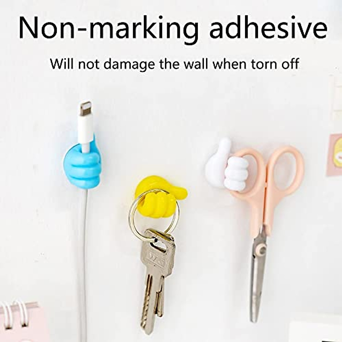 6Pcs Multifunctional Clip Holder Thumb Hooks Wire Organizer Wall Hooks Hanger Strong Wall Storage Holder for Kitchen Bathroom (Transparent)