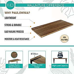 Wallniture Arras Floating Wall Bookshelves for Living Room Decor Laundry & Kitchen Organization Office Decor 17"x8" Wall Shelf Set of 4, Burnt Finish