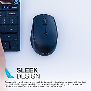 JLab GO Charge Wireless Mouse, Connect Via Bluetooth or USB Wireless Dongle, Multi-Device Toggle, Portable, Ultra-Compact and Lightweight for Work on The Go, Adjustable Tracking, (1 Pack)