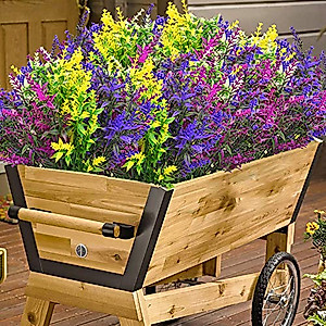 Shiny Flower Artificial Lavender Flowers Bouquet, 8 Bundles Outdoor Fake Shrubs UV Resistant Lifelike Greenery Bushes for Home Kitchen Garden Wedding Outdoor Indoor Porch Box Decorations (Mix)