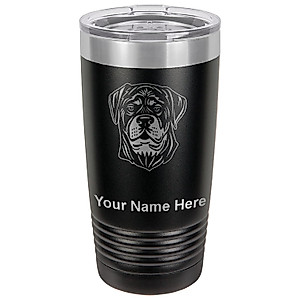 LaserGram 20oz Vacuum Insulated Tumbler Mug, Rottweiler, Personalized Engraving Included (Black)