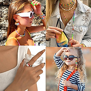 JOICEE 480PCS Fruit Flower Polymer Clay Beads, 24 Style Cute Smiley Heart Mushroom Clay Beads Charms for Jewelry Necklace Earring Making, DIY Bracelet Making Kit Accessories for Women Girls