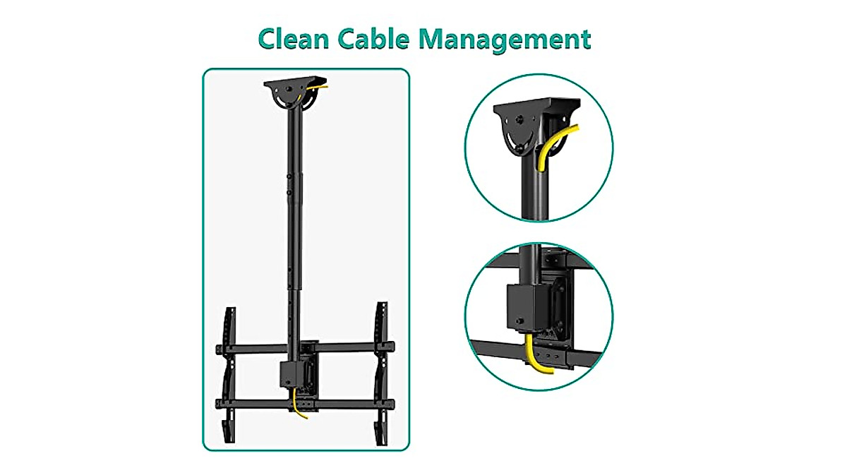 WALI Ceiling TV Mount - Full Motion Adjustable Bracket for 37-70" TVs
