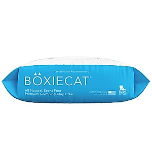 Boxiecat Premium Clumping Cat Litter - Scent Free - Clay Formula - Ultra Clean Litter Box, Longer Lasting Odor Control, Hard Clumping Litter, 99.9% Dust Free, Blue, 40 lb