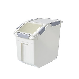 HANAMYA 15 Liter / 30 lbs Rice Storage Container with Measuring Cup, BPA free, For Rice | Grain | Pet Food | Flour, 1 count, White