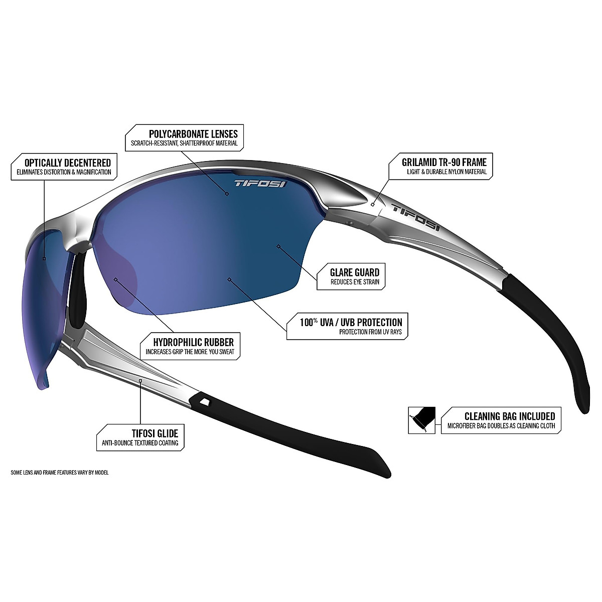 Tifosi Intense Sunglasses Crystal Smoke/Smoke Bright Blue