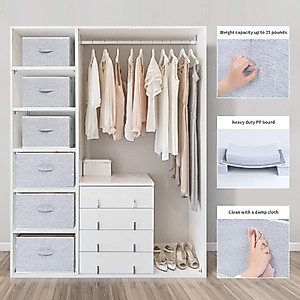 DIMJ Cube Storage Bins Foldable Storage Bins with Handles, Fabric Storage Basket for Shelf, Closet, Nursery, Office Organizer Grey and Beige (14.9x9.8x9.8 inches, Grey)