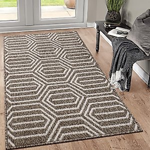 Indoor Doormat 36"x 59", Absorbent Front Back Door Mat Floor Mats, Rubber Backing Non Slip Door Mats Inside Entrance Door Runner Rug Mud Dirt Trapper, Machine Washable Low Profile-Brown Time Cloister