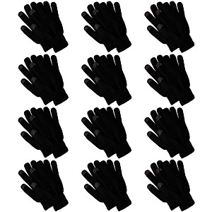 Winter Knit Glove for Women and Men,Touch Screen Magic Gloves Stretchy Warm (12 Pair)