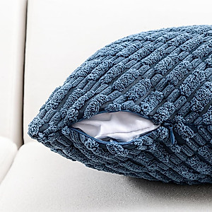 Fancy Homi 2 Packs Dusty Blue Decorative Throw Pillow Covers 18x18 Inch for Living Room Couch Bed, Rustic Farmhouse Boho Home Decor, Soft Corss Corduroy Twill Textured Square Cushion Case 45x45 cm