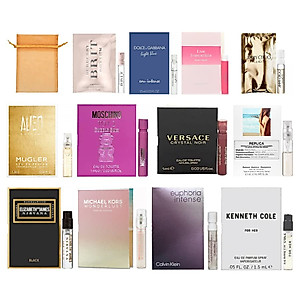 12 Women's Perfume Fragrance Samples with Organza Bag (As Pictured), 0.05 Fl Oz (Pack of 12)