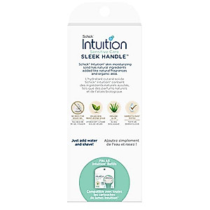 Schick Intuition Sleek Razors for Women with Sensitive Skin | 1 Razor & 3 Intuition Razor Blades Refill with Organic Aloe