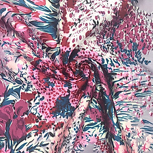 YOUR SMILE Polyester Scarf Women’s Fashion Pattern Purple Flower Large Square Satin Headscarf 35''x35'' (807)