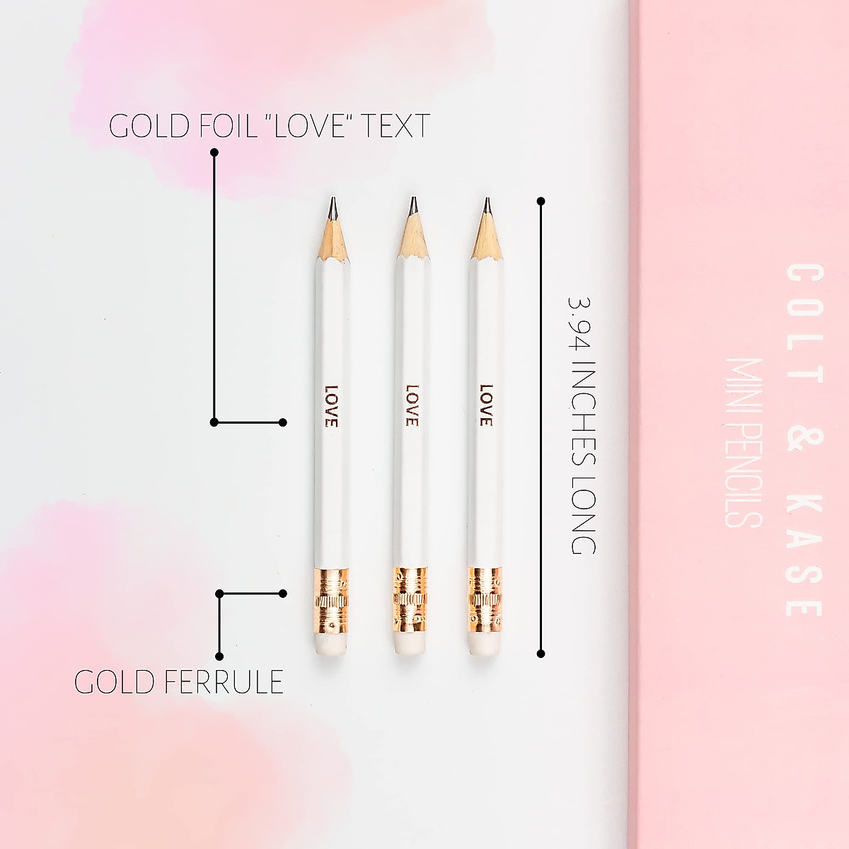 50 Pack Bridal Shower Pencils for Bridal Shower Games 50 Guests Perfect Mini Pencils Wedding Pens for all Wedding Shower Games Baby Shower Pencils or Golf Pencils with Erasers | Bridal Shower Pens