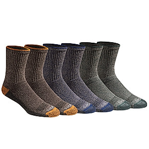 Dickies Men's Dri-tech Moisture Control 6-Pack Comfort Length Crew Socks