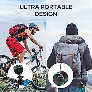 DUOTEN IPX7 Waterproof Speaker, Portable Bluetooth 5.0 Wireless Speaker with Suction Cup Shower Speaker, Longer Playtime RGB Lights, 360° Surround Sound Rich Bass for Outdoors, Travel, Pool, Beach