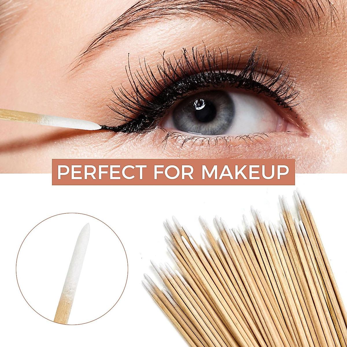 800PCS Pointed Cotton Swabs with Storage Case - Precision Tip Cotton Swabs with Wooden Sticks - Microblading Cotton Swab 4 inch - Cotton Swabs for Makeup, Tattoo Permanent Supplies