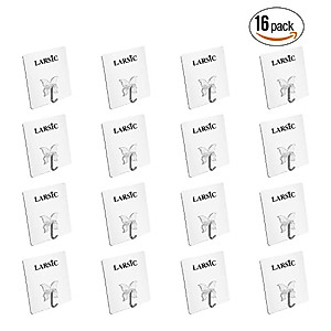 Sticky Wall Hooks Bathrobe Hanger Heavy Duty Adhesive Wall Hangers Coat Hook No Drill Sticky Keys To The Kitchen Easy Wall Hooks Strong Anti Rust No Drill Towel Hook Easy Hook (Single Hook 16 Pack)