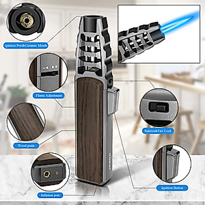 SAMNIU FireSaber Kitchen Solar Torch Butane Lighter, with safety lock, refillable & fits all gas tank, Adjustable Flame for Desserts, caramel pudding, grill, BBQ, Father's Day gift for men dad