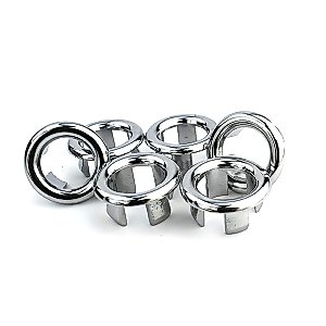 6 Pcs Electroplating Sink Overflow Ring Round Basin Cover Sink Basin Trim Vanity Sink Overflow Cap for Bathroom Kitchen Small Sink Insert (Silver)