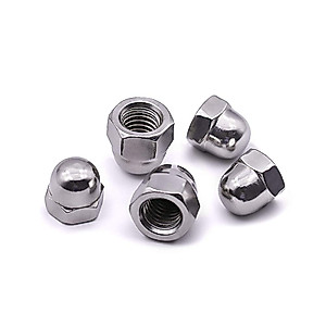1/4-20 Stainless Steel Acorn Cap Hex Lock Nuts, Bright Finish, 304 Stainless Steel 18-8, 30 PCS
