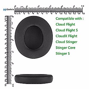 GEEKRIA Sport Cooling Gel Replacement Ear Pads for HyperX Cloud Flight, Cloud Flight S, CloudX Flight, Cloud Stinger, Stinger Core, Stinger S, Headphones Earpads, Ear Cushion Repair Parts (Black)