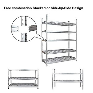 Amazon Basics Heavy Duty Storage Shelving Unit, Double Post, 5 Shelf, High-Grade Aluminum, Silver, 60 x 24 x 78 Inch
