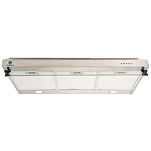Slim Under Cabinet Range Hood in Stainless Steel, 36 Inch, Ducted Ductless Convertible Kitchen Hood, Dual-motor Exhaust Fan, Top and Rear Vent, 3-Speed, LED Lights, HTH HTHOMEPROD
