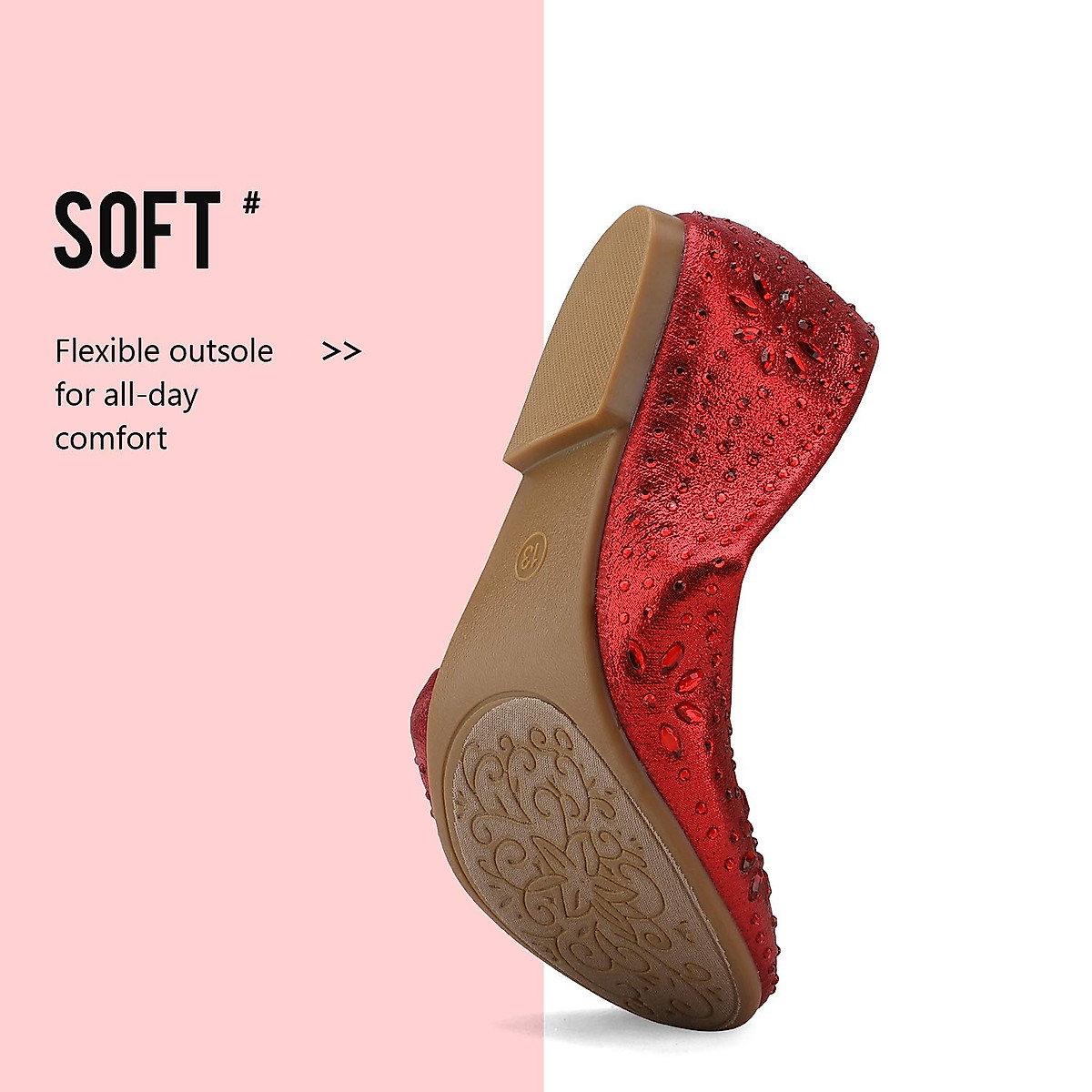 DREAM PAIRS Girls Dress Shoes Slip-on Rhinestone Glitter Ballet Flats for Wedding, Party, Birthday, Prom, Little Kid/Big Kid,Size 2 Little Kid,Nina-100-Red,NINA-100