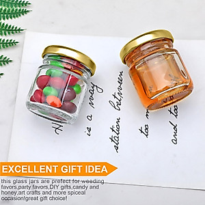 Encheng 1.5oz Mini Glass Jars Bulk Set of 70,Round Small 45ml Honey Jars with Golden Lids,Clear Mini Storage Canning Jar for Candle Making,Spice,Jelly,Jam,Wedding,Party Favor