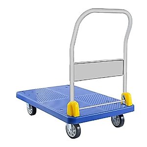 YSSOA Platform Truck with 880lb Weight Capacity and 360 Degree Swivel Wheels, Foldable Push Hand Cart for Loading and Storage, Blue