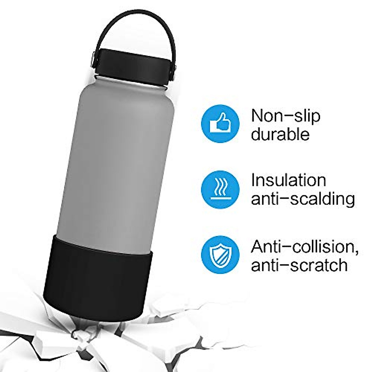 WUQID Protective Silicone Boot Sleeve for 12oz-40oz Hydro Sport Flask/Stanle Water Bottles Tumbler Anti-Slip Bottom Sleeve Cover for All Water Bottles Bottom Width of 2.83-2.95in