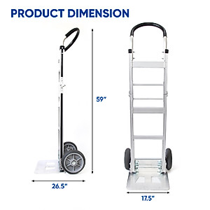 Olympia Tools 500LB Aluminum Appliance Folding Hand Truck - Foldable Heavy Duty Moving Furniture Dolly Cart with 2-Wheels 8" TPR & Ergonomic Handle - Light Weight Trolley Hand Trucks for Moving