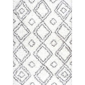 nuLOOM Iola Geometric Shag Area Rug, 6' 7" x 9', White