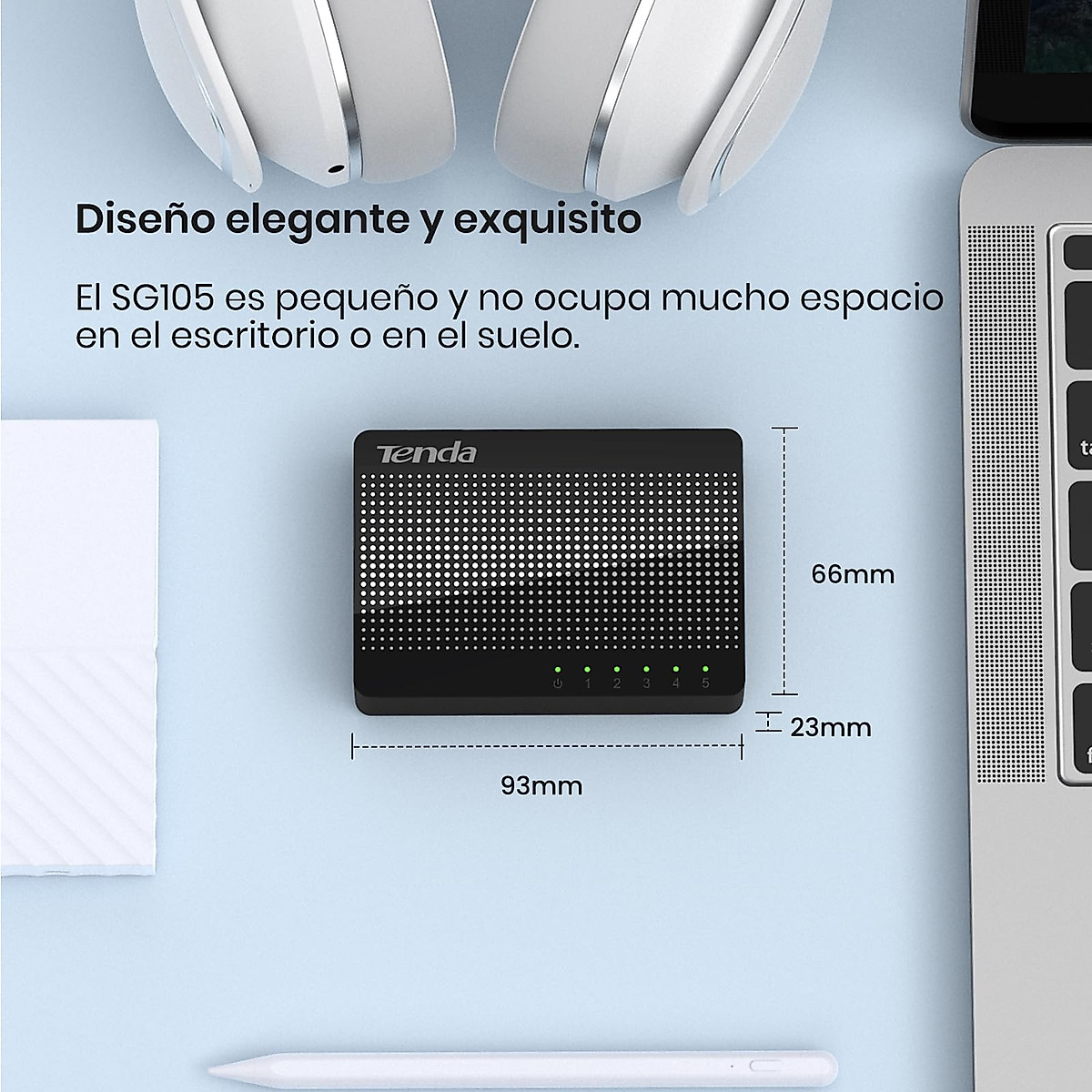 Tenda SG105, 5 Port Gigabit Switch, Unmanaged Home Ethernet Switch, Office Ethernet Splitter, Plug & Play, Plastic Case, Desktop/ Wall-Mount, Fanless Quiet, Limited Lifetime Protection