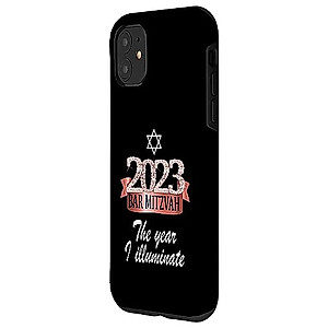 iPhone 11 2023 Bar Mitzvah Quote Festive Black Rose Decor Case