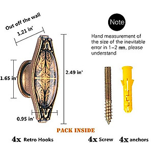 Coat Hooks,Wall Hooks Decorative,Hooks for Hanging Coats,Coat Hooks Wall Mounted Bronze Bathroom Hooks Farmhouse Hooks (4 Pack)