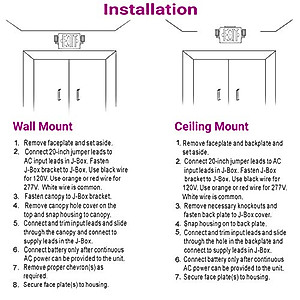 Ultra Slim Red Combo Exit Sign with Emergency Lights,120-277V Double Face LED Combo Emergency Light with Adjustable Two Head and Backup Battery Commercial Grade, UL Certified, 5 Years Warranty- 2 Pack
