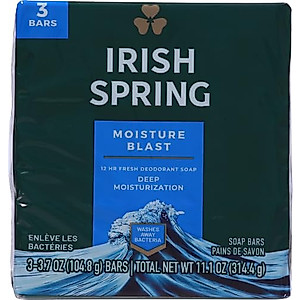 Irish Spring Deodorant Soap, Moisture Blast, 3.7 Ounce (Pack of 3)