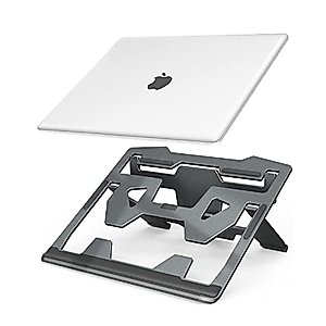 YHCFLY Laptop Stand for Desk Aluminum Notebook Stand Adjustable Portable Foldable Computer Stand with Anti-Slip Laptop Riser Compatible with MacBook, iPad and All 10-15.6" Laptops