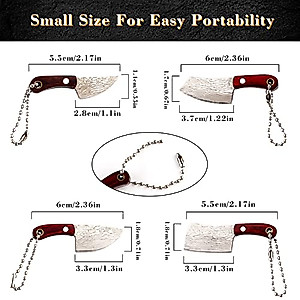 MOVNO Mini Pocket Knife Set Damascus Mini Utility Knife, Tiny Chef Knife with Sheath Cleaver for Package Opener Box Cutter, Camping Outdoor-4pcs-A