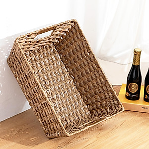 Wicker Basket, Decorative Woven Storage Basket, Waterproof Storage Basket Organizer, Wicker Storage Basket, Brown Basket, 1 Pack