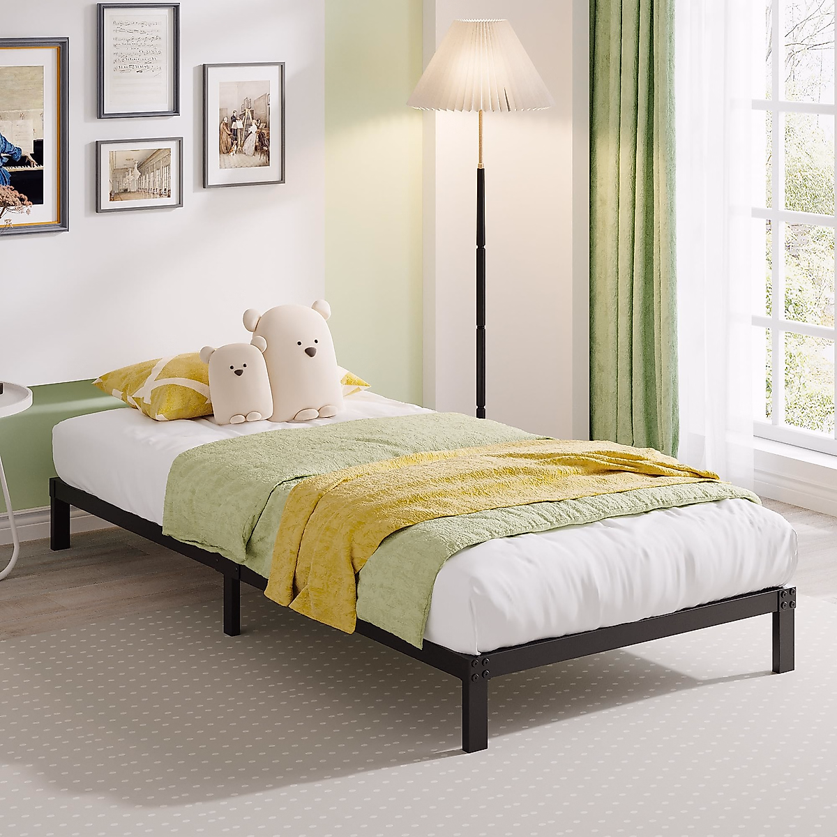 EMODA 6 Inch Twin Bed Frames No Box Spring Needed, Heavy Duty Metal Twin Platform Bed Frame, Noise Free, Easy Assembly, Black