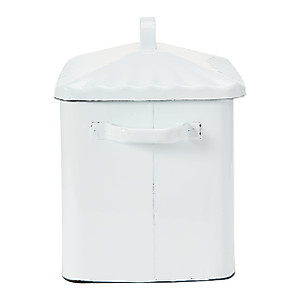 Creative Co-Op Farmhouse Enameled Metal Bread Box with "Bread" Message, White